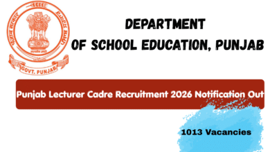 Punjab Lecturer Recruitment 2026: 1,013 Vacancies